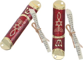 BESPORTBLE 2 St&uuml;ck Metall-torarollen-Halter J&uuml;discher Haussegen F&uuml;r Haust&uuml;r Gold Rot Dekorative Judaica F&uuml;r Wohnraum Und Geschenk