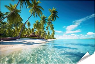 Islandburner XXL Bild Poster Meer Strand Wei&szlig;er Sand Palmen Blaues Wasser Himmel Sch&ouml;ne Landschaft Urlaub Premium Bilder Fotodruck IYHC-PGR