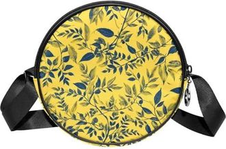 Generic Petit sac &agrave; bandouli&egrave;re Circle pour femme, motif feuille dart, sac &agrave; dos &agrave; bandouli&egrave;re avec fermeture &eacute;clair, bretelles r&eacute;glables, sac &agrave; main rond d&eacute;c