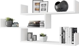 Mirjan24 Wandregal Trino 003, Buchregal, Dekoregal Wandboard, Hängeregal, Wandschrank, Hängeschrank, Regal (Weiß)