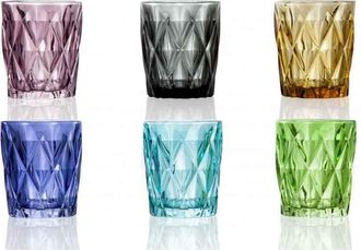 Brandani 54111 Diamante Ass. Colors 6-teiliges Set aus Glas, mehrfarbig