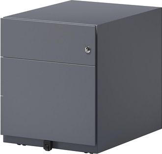 Bisley Rollcontainer Note mit Griffleiste, 1 Universalschublade, 1 HR-Schublade, Metall, 634 Anthrazitgrau, 56.5 x 42 x 49.5 cm