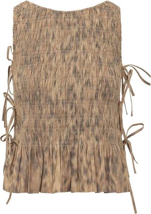 Ganni Femme, Tops, Jaune, Taille: 34 FR Haut Smock en Tissu Stretch Imprim&eacute;