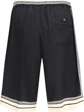 Dolce & Gabbana Silk Striped Bermuda Shorts - Black