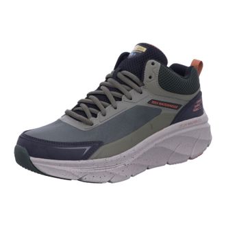 Skechers Herren DLux Walker 2.0 Grailo Sneaker, Olive Cow Leather/Mesh/TPU/Orange Trim, 45.5 EU