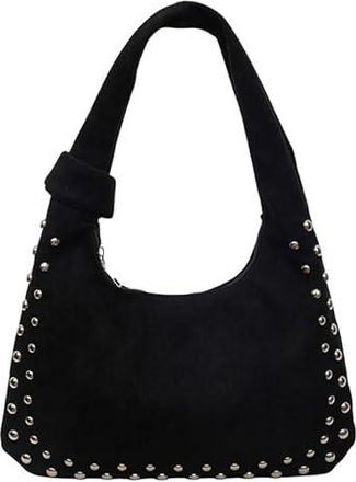 Generic Garhomtur Sac fourre-tout r&eacute;tro en daim synth&eacute;tique avec rivets pour femme, grande capacit&eacute;, sac &agrave; main souple, avec poign&eacute;e sur le dessus, streetwear