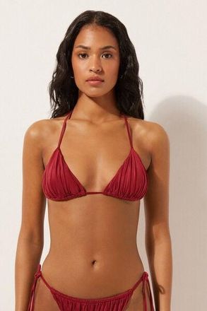 Calzedonia Triangel-bikinioberteil Mit Herausnehmbaren Polstern Shiny Satin Rot