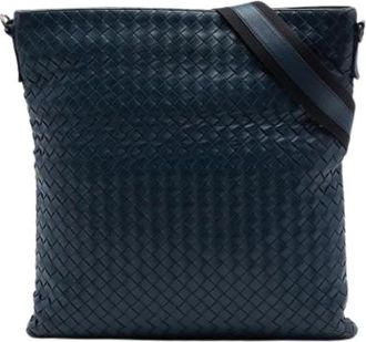Bottega Veneta Pre-owned Sac bandouli&egrave;re en cuir Nappa tress&eacute; - Femme - Pre-owned - Bleu - Taille: ONE Size