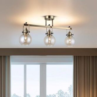 Opviq Antiquation Metal Chandelier, &Oslash;14 cm Glass Cap, 35 cm Height | 3 x E27 Socket, Max 40W | Elegant Lighting for Home & Office, Stylish Design