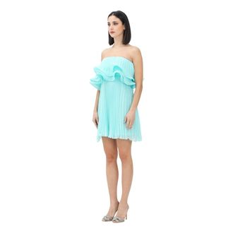 Simona Corsellini Femme, Robes, Bleu, Taille: 40 FR Robe courte pliss&eacute;e couleur tiffany