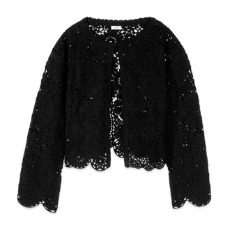 Oltre Femme, Pulls, Noir, Taille: 44 FR Cardigan court en crochet