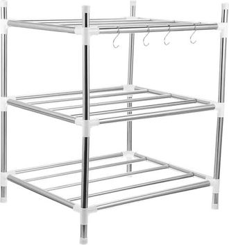 Pretyzoom &Eacute;tag&egrave;re de Rangement Multicouche en Acier Inoxydable 3 Niveaux Argent&eacute; Support Stable pour Accessoires Cuisine et Appareils &Eacute;lectrom&eacute;nagers pour Optim