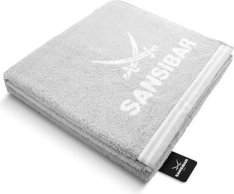 Sansibar Duschtuch 80x150 cm 100% Baumwolle Handtuch Doubleface Frottiertuch Zweifarbig Silber/Wei&szlig; Einzeln