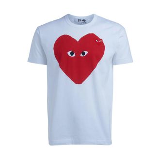 Comme Des Gar&ccedil;ons Wei&szlig;es T-Shirt mit rotem Herzdruck - - Tops - Herren - Wei&szlig; - XL
