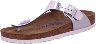 Birkenstock Classic 1003674 Gizeh Leder, Damen Zehentrenner, Silber (Metallic Silver), 37 EU (4.5 UK)