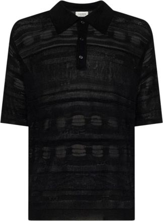 Laneus Homme, Tops, Noir, Taille: L Polo en maille de coton de couleur unie
