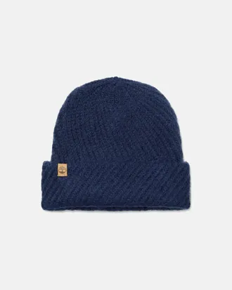 Timberland M&uuml;tze mit diagonalen Ziern&auml;hten in Dunkelblau, Damen, Blau