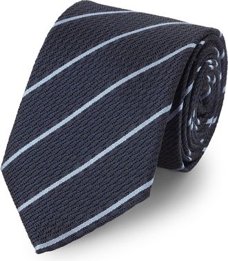 CHARLES TYRWHITT Gestreifte Krawatte aus aus Grenadine-Seide - Marineblau & Himmelblau