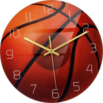 BESPORTBLE Basketball Wanduhr Acryl Leises Uhrwerk Gro&szlig;e Arabische Zahlen Dekorative Sport Uhr f&uuml;r Wohnzimmer Schlafzimmer B&uuml;ro Einfache Montage