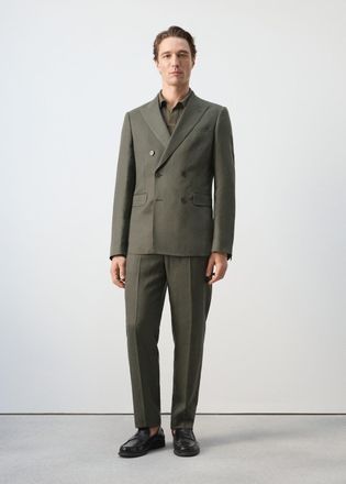 Mango Slim-Fit-Zweireiher Amalfi khaki - Herren - 46 - MANGO MAN