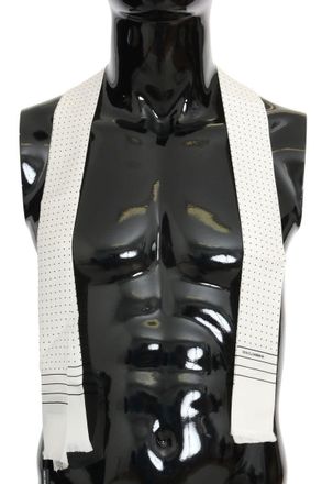 Dolce & Gabbana Mens Polka-Dotted Silk Scarf White