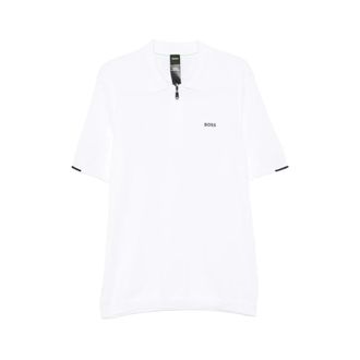 HUGO BOSS Logo Zip Polo - - Tops - Herren - Wei&szlig; - L