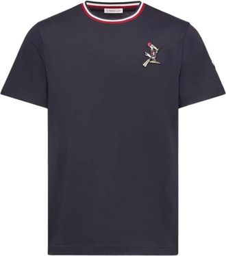 Moncler Homme, Tops, Bleu, Taille: M Ss T-Shirt
