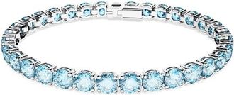 Swarovski Bracelet Matrix Tennis, Taille ronde, Bleu, Métal rhodié
