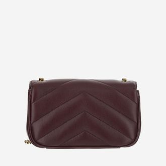 Saint Laurent Womens Shoulder Bag Loulou Mini Burgundy Lambskin