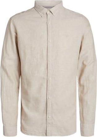 Jack & Jones JPRCCMAZE Linen T-Shirt L/S Button Down, Fields of Rye/Fit: Comfort Fit, M