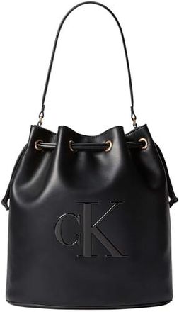 Calvin Klein Bold CK Large Bucket Bag Lv04f3232g, Sac Seau Femme, Black (Black), Taille Unique