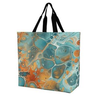 Generic Orange Et Turquoise Sac Fourre-Tout R&eacute;utilisable Sacs De Courses D&eacute;contract&eacute; Sac &Agrave; Bandouli&egrave;re Pour Gym Shopping Plage