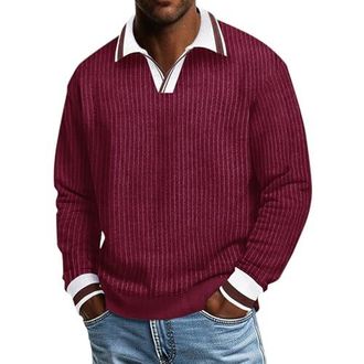 Generic Polo &agrave; manches longues pour homme - Loisirs - Boutonni&egrave;re - T-shirt &agrave; manches longues - Pour homme - Basique et confortable - Respirant - Pour la mi-s