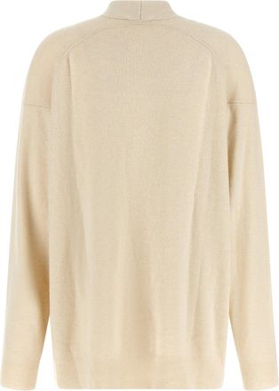 Nude Wool-Cashmere Blend with Ring-Neck Detail Sweater - Beige