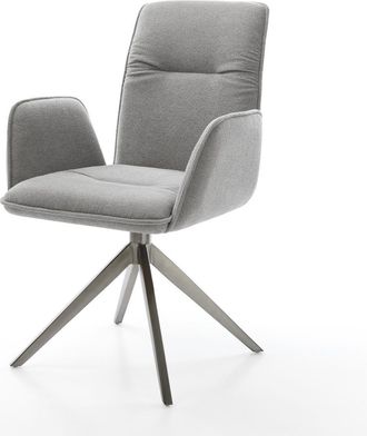 DELIFE Drehstuhl Vinja-Flex Strukturstoff Soft Grau Kreuzgestell breit Graphit 360° drehbar Wippfunktion, Esszimmerstühle