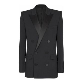 Balmain Blazer aus Grain-de-Poudre mit Revers aus Satin - - Suits - Herren - Schwarzk - S