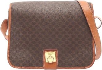 Celine Sac &agrave; bandouli&egrave;re Pre-owned en cuir et toile enduite Macadam - Femme - Pre-owned - Brun - Taille: ONE Size