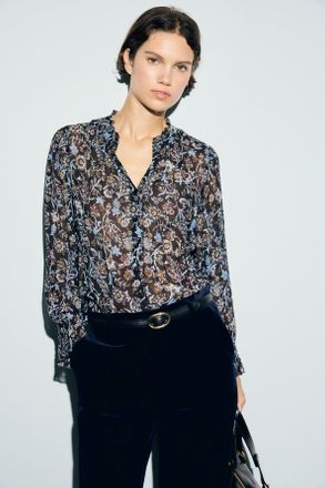 Gerard Darel Chemise en mousseline &agrave; fleurs - LINDA - Noir