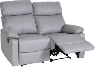 Hhg 2er Kinosessel HHG 136, Relaxsessel Fernsehsessel Sofa, Armlehne Liegefunktion Nosagfederung Stoff/Textil hellgrau