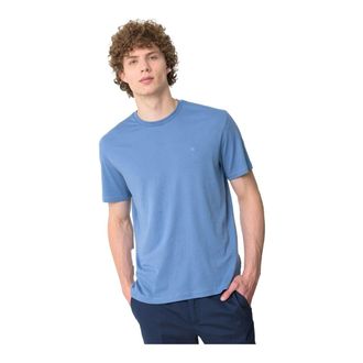 Calvin Klein Blau T-Shirt mit kurzen &Auml;rmeln und gesticktem Logo - - Tops - Herren - Blau - XL