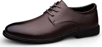 Generic Chaussures habillées Oxford for Hommes, Chaussures Derby à Lacets, Bout Rond Bruni, en Cuir, antidérapantes, Talon carré, Basses, for Mariage(Marron f