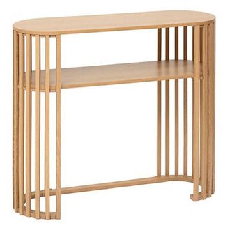 PEGANE Table console d&eacute;corative &agrave; lignes arrondies, coloris beige - Longueur 100 x Profondeur 35 x Hauteur 85 cm