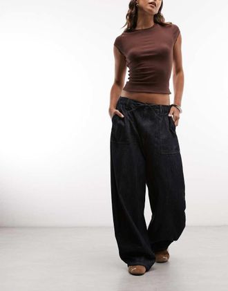 Collusion Chambray Balloon-Jeans in dunkler Rinse-Waschung-Blau
