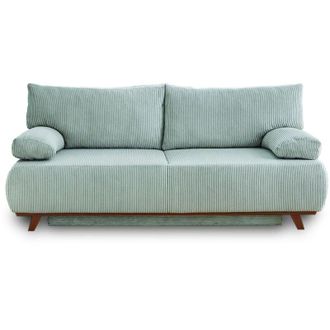 Best Mobilier Bestmobilier - Cristal - 3-sitzer sofa - schlaffunktion und bettkasten - aus cordsamt - blau