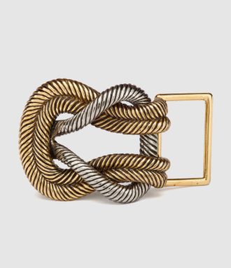 CLARIS VIROT Boucle de Ceinture Noeud Or et Argent