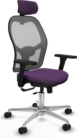 Piqueras y Crespo Ergonomischer Computerstuhl mit 3D-Armen, h&ouml;henverstellbare Lendenwirbelst&uuml;tze und h&ouml;henverstellbares Kopfteil, Grau/Violett