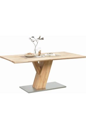 Livetastic Esstisch, Buche, Holz, Metall, Kernbuche, massiv, rechteckig, eckig, S&auml;ule, 90x76x180 cm, Esszimmer, Tische, Esstische