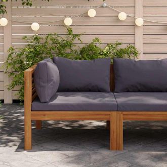 vidaXL Canap&eacute; dangle sectionnel et coussins gris fonc&eacute; Bois dacacia