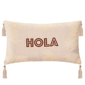 Atmosphera Atmosphera - Coussin Alicante - Motifs brod&eacute;s - Coton - Ivoire - 38x58 cm