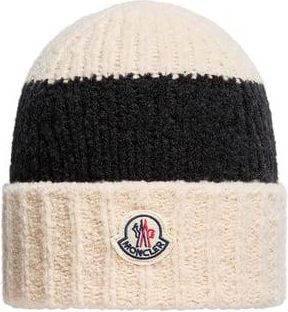 Moncler Bonnet ray&eacute; en laine vierge m&eacute;lang&eacute;e
